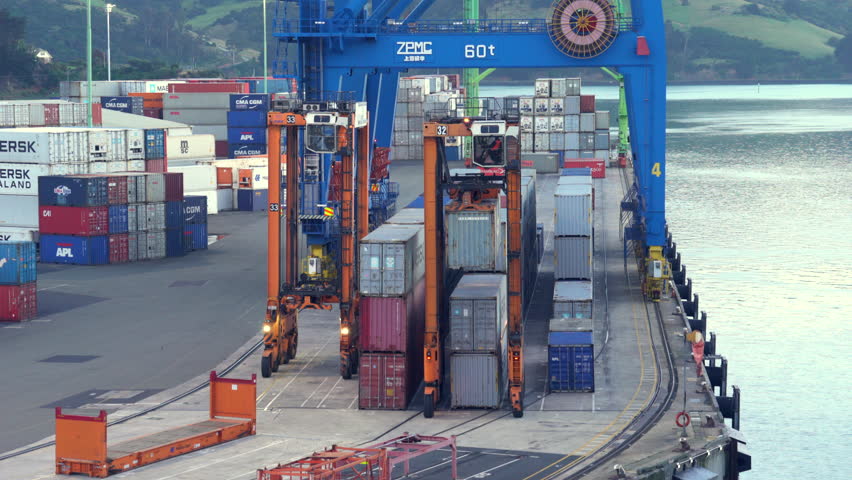 Container Ship Loading Unloading Deep Sea Stock Footage Video (100% ...