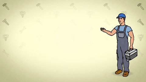 Animated Character Worker Technician Stands Full Stock Footage Video ...