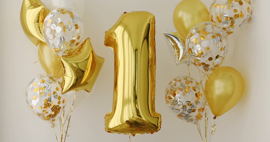 decoration 1 years birthday anniversary Stock Footage Video (100% ...