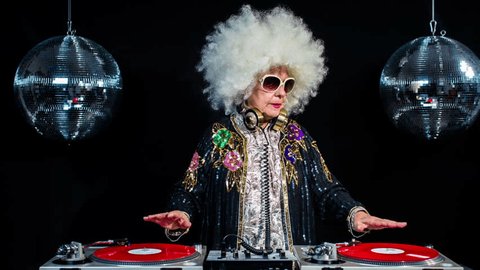 Amazing Dj Grandma Older Lady Djing Stock Footage Video (100% Royalty ...