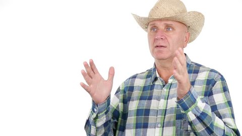 Confident Farmer Salute Hat Hand Gesture Stock Footage Video (100% ...