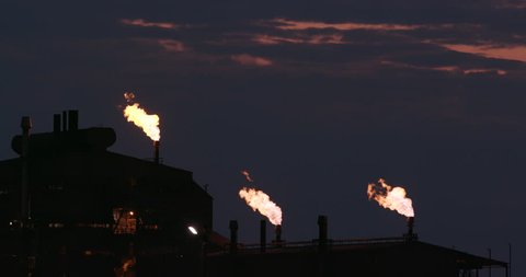 Polluting Mine Flare Stack Sunset Stock Footage Video (100% Royalty ...