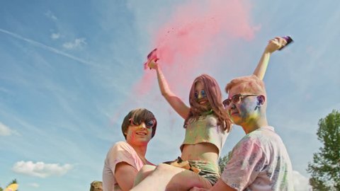 Young People Smearing Each Other Powder Stock Footage Video (100% ...