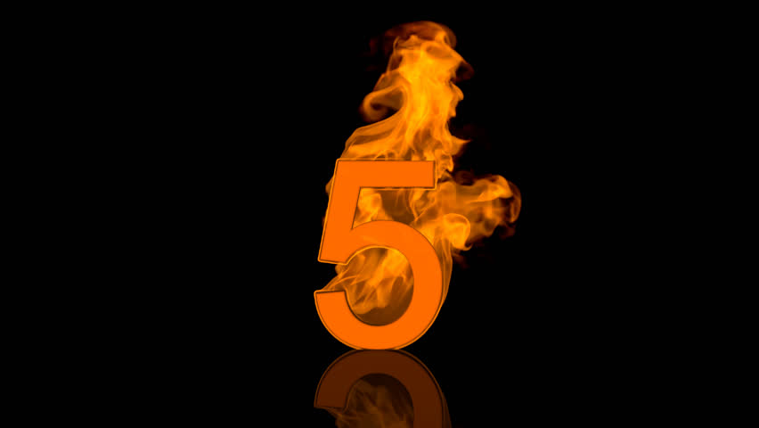 flaming number five burning orange fire Stock Footage Video (100% ...