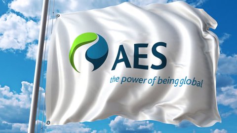 Waving Flag Aes Corporation Logo 4k Stock Footage Video (100% Royalty ...