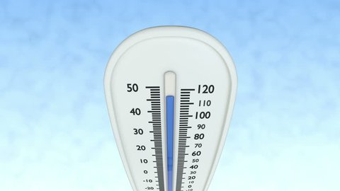 Thermometer Decreasing Temperature On Blue Background Stock Footage ...
