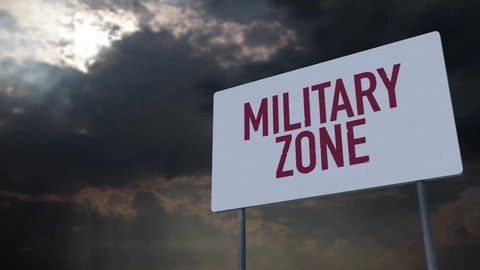 4k Military Zone Sign Under Clouds Stock Footage Video (100% Royalty ...
