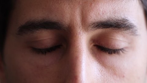 Man Opens Eyes Closeup Young Man Stock Footage Video (100% Royalty-free ...