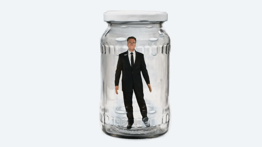 businessman inside jar isolated over white Stock Footage Video (100% ...