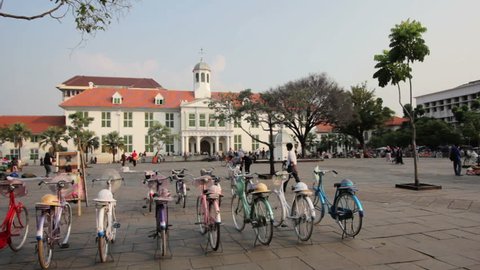 Bicycle Rental Kota Jakarta Indonesia Stock Footage Video (100% Royalty ...
