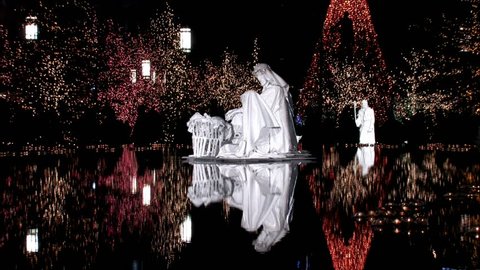 Christmas Nativity Scene Middle Reflection Pool Stock Footage Video ...