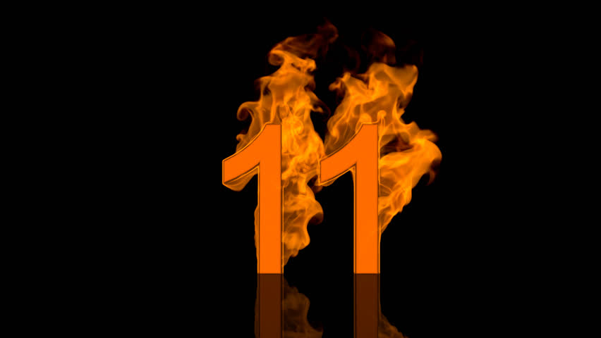 flaming number eleven burning orange fire Stock Footage Video (100% ...
