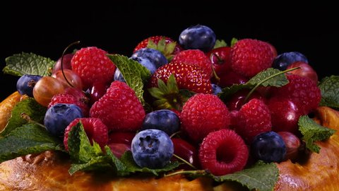 Mixed Berries Mint Leaves On Beautiful Stock Footage Video (100% ...
