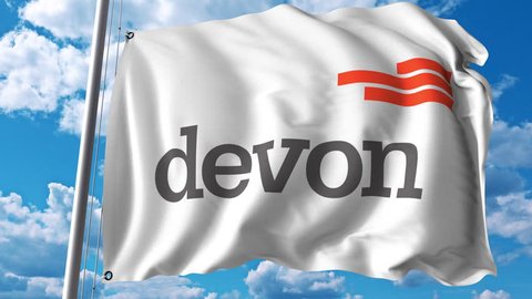 Waving Flag Devon Energy Logo 4k Stock Footage Video (100% Royalty-free ...