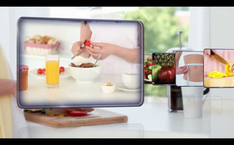 Montage Healthy Eating Clips On Kitchen Stock Footage Video (100% ...