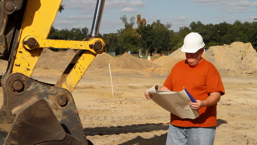 Construction Foreman at an Excavation Stock Footage Video (100% Royalty ...