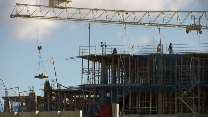 Construction Workers. Commercial Building Under Stock Footage Video ...