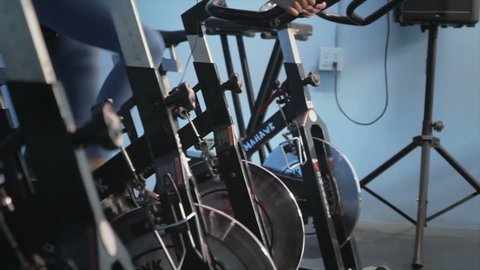 Static Bicycles On Gym Stock Footage Video (100% Royalty-free) 2915353 ...