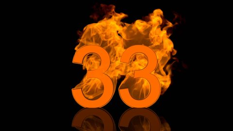 Flaming Number Thirty Three Burning Orange Stock Footage Video (100% ...