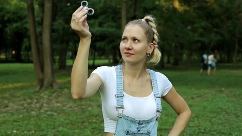 Woman Spinners Toy Popular Girl Spinning Stock Footage Video (100% ...