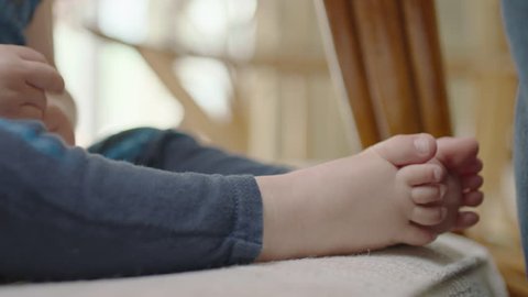 Toddlers Toes Wiggle While Sitting On Stock Footage Video (100% Royalty ...