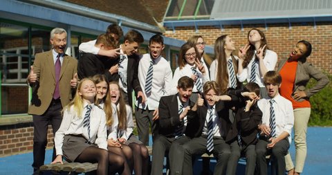 4k Class Portrait Goofy Students Teachers Stock Footage Video (100% ...