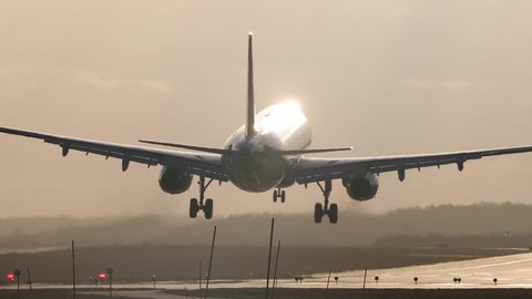 large passenger airplane taking off against Stock Footage Video (100% ...