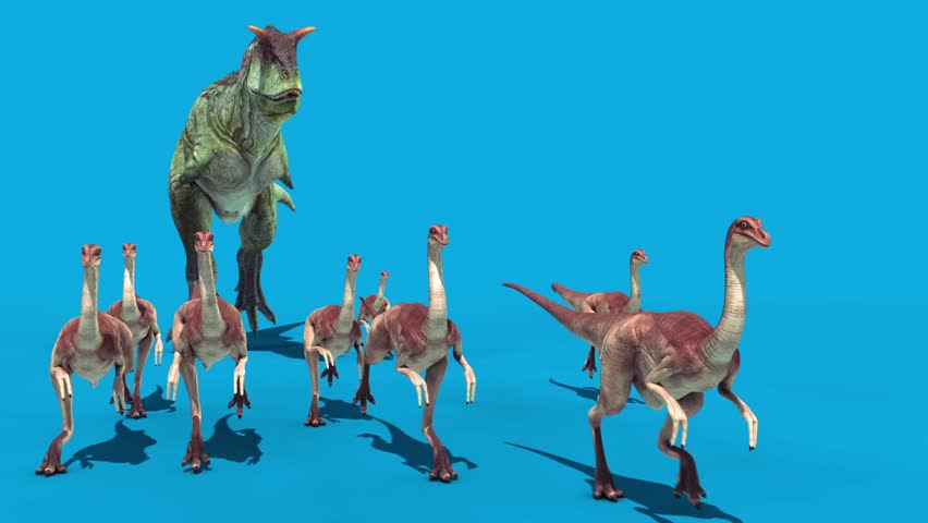 Carnotaurus Attack Gallimimus Blue Screen Stock Footage Video (100% ...