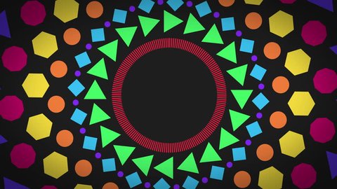Colorful Geometric Shapes Over Black Background Stock Footage Video ...