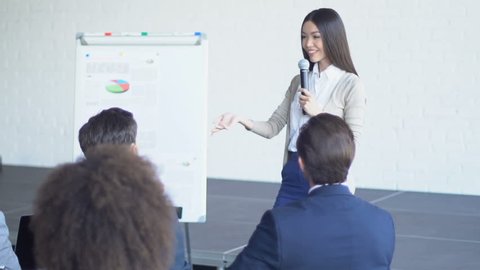 Group Business People Asking Question Businesswoman Stock Footage Video ...