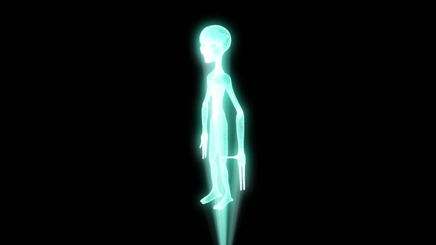 Alien in Hologram Wireframe Style. Stock Footage Video (100% Royalty ...