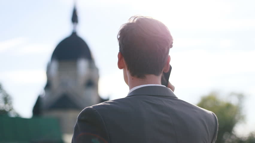 Back View Young Man Talking Stock Footage Video (100% Royalty-free ...