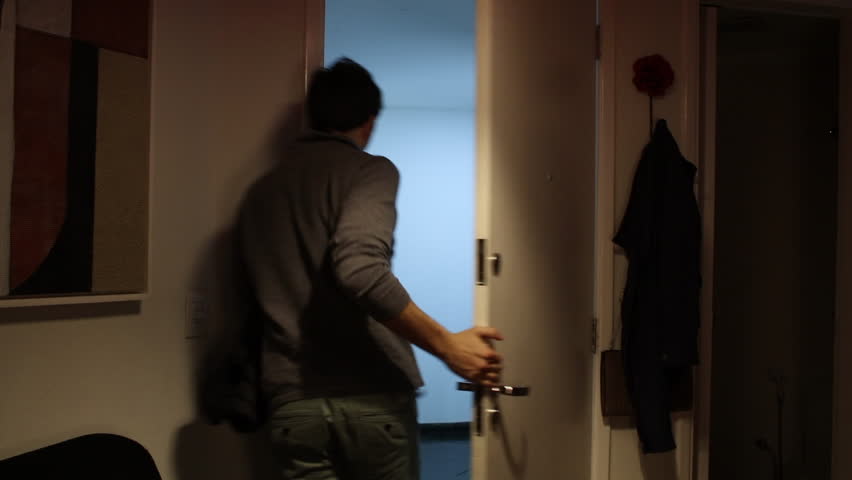 man leaves home opens front door Stock Footage Video (100% Royalty-free ...