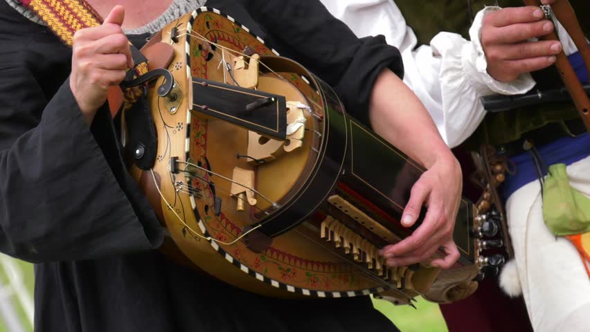 Medieval Hurdy Gurdy Guitar Playing Stock Footage Video (100% Royalty ...