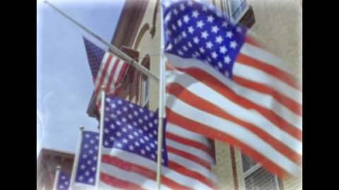 american flag hung halfway on federal Stock Footage Video (100% Royalty ...