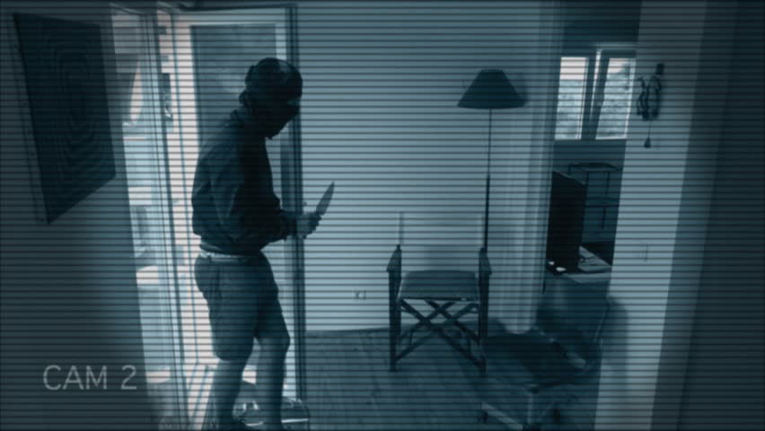 surveillance camera shows thief knife home Stock Footage Video (100% ...