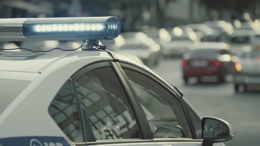 Police Patrol Car. Police Blinking Stock Footage Video (100% Royalty ...