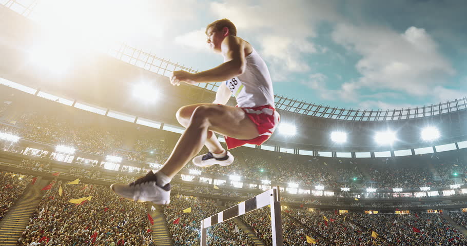 Track and Field Runner Hurdles Stock Footage Video (100% Royalty-free ...