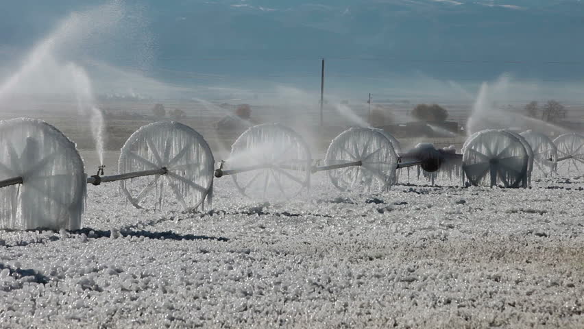 ice frozen on farm irrigation system Stock Footage Video (100% Royalty ...