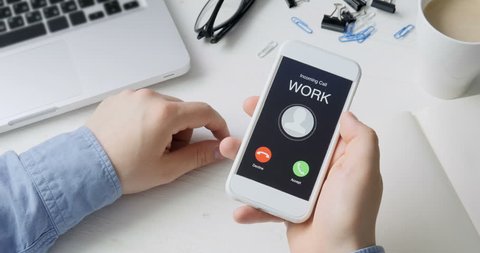 Receiving Phone Call Work Accepting Mobile Stock Footage Video (100% ...
