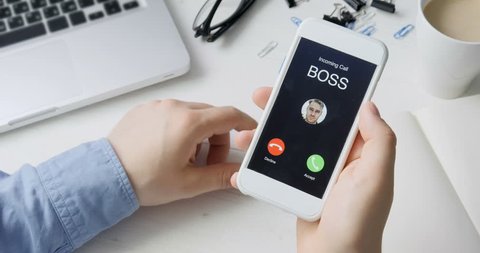 Receiving Phone Call Boss Accepting Mobile Stock Footage Video (100% ...