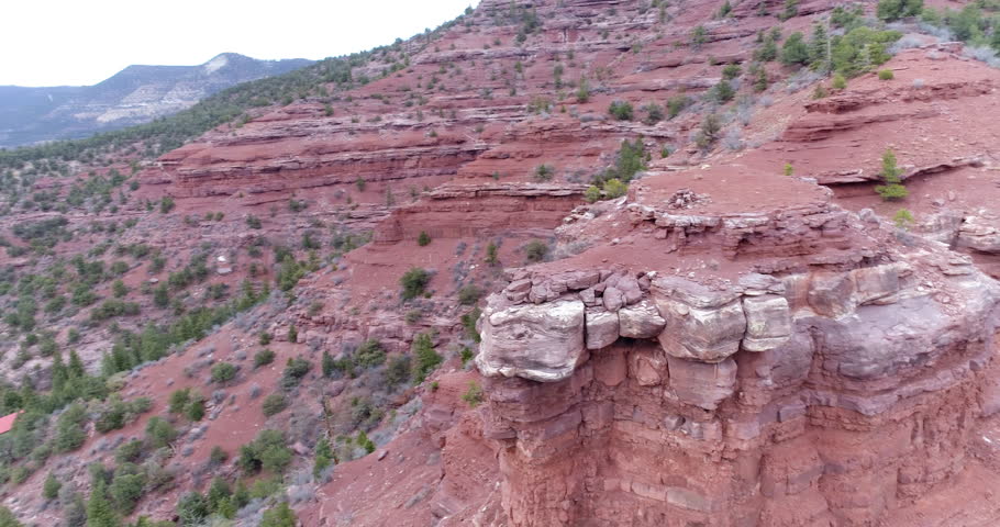 Red Rocks Mountain Plateau Aerial Stock Footage Video (100% Royalty ...