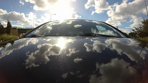 Driving Car Front View Windshield Reflections Stock Footage Video (100% ...