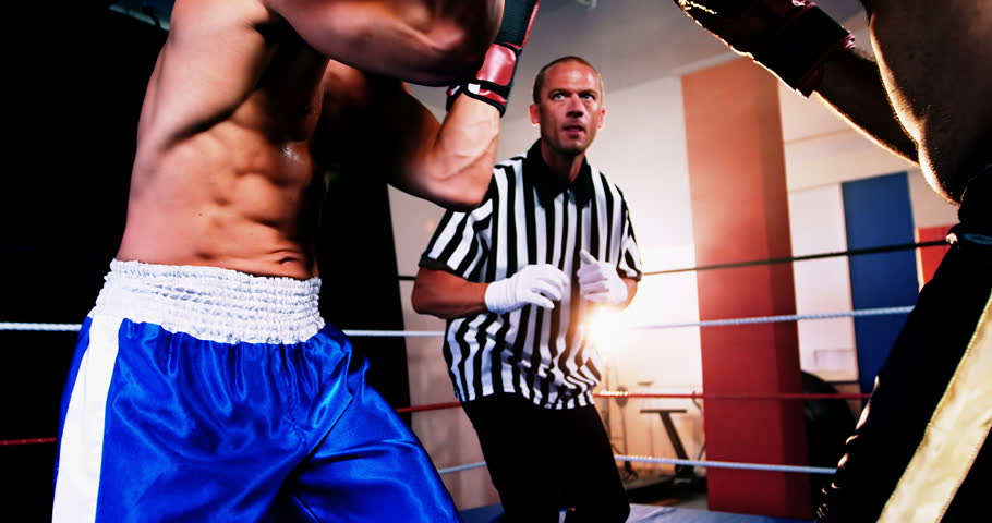 two aggressive boxers fighting boxing ring Stock Footage Video (100% ...