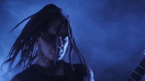 Guitarist Rocker Dreadlocks Playing Electric Guitar Stock Footage Video ...