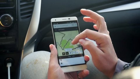 Man Sitting Car Checks Gps On Stock Footage Video (100% Royalty-free ...