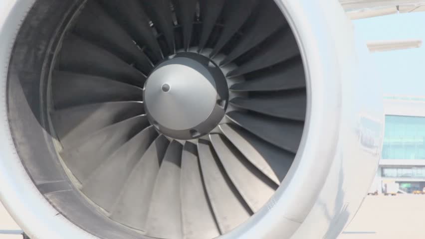 Turbine of Airplane Spins Closeup Stock Footage Video (100% Royalty ...
