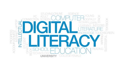 Digital Literacy Animated Word Cloud Text Stock Footage Video (100% ...