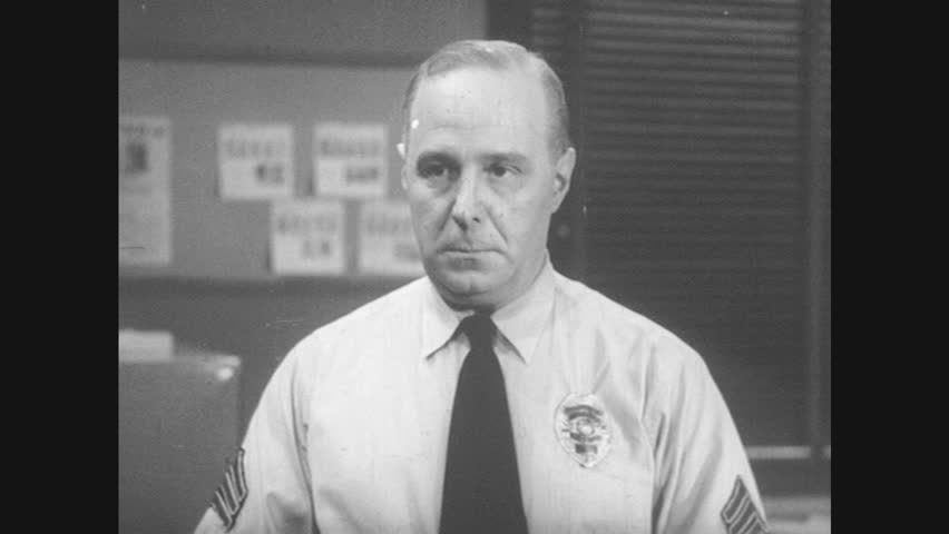1950s police officer sergeant talk holds Stock Footage Video (100% ...