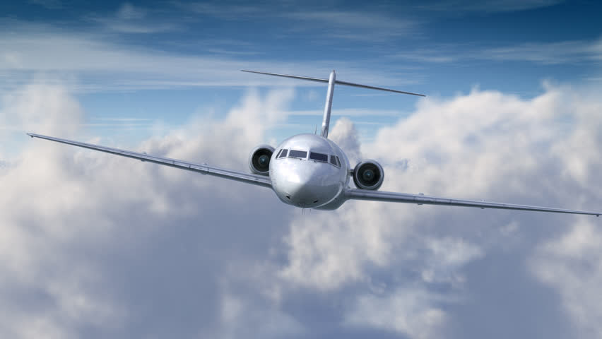 front view airplane above clouds heading Stock Footage Video (100% ...